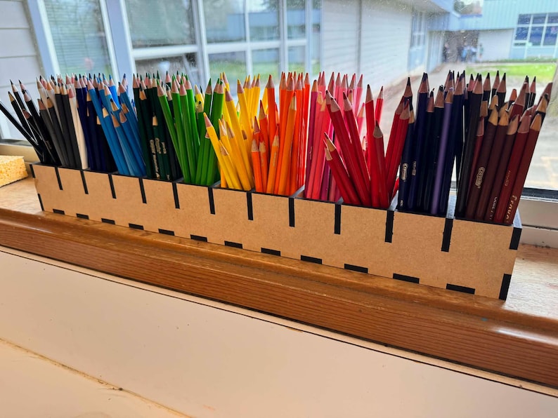 12-slot Colored Pencil Holder | Wooden Desk Organizer | Laser Cut ...