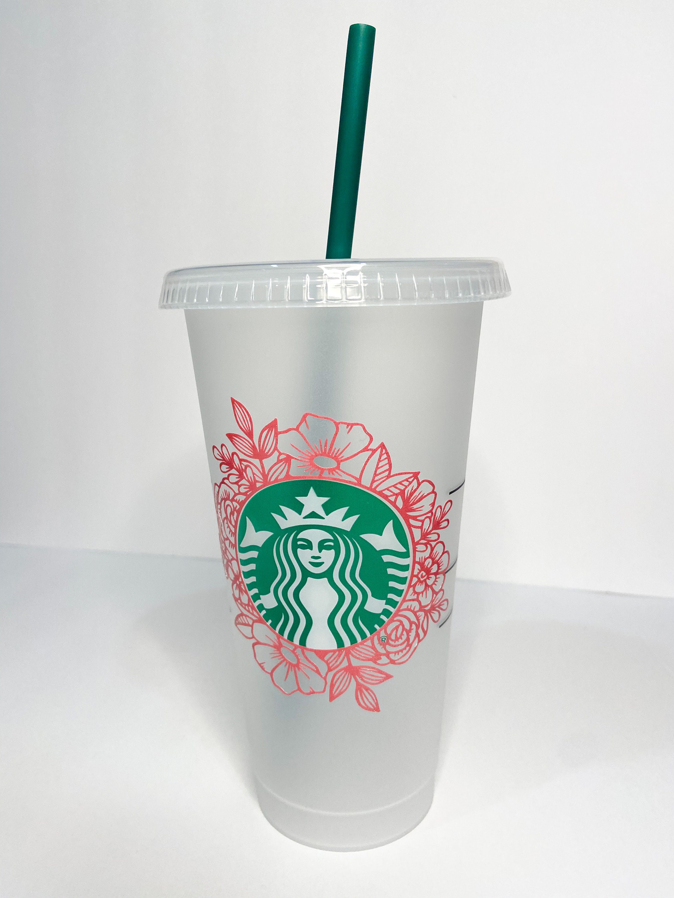 Floral Design Starbucks Cup Water Tumbler Coffee Cup | Etsy
