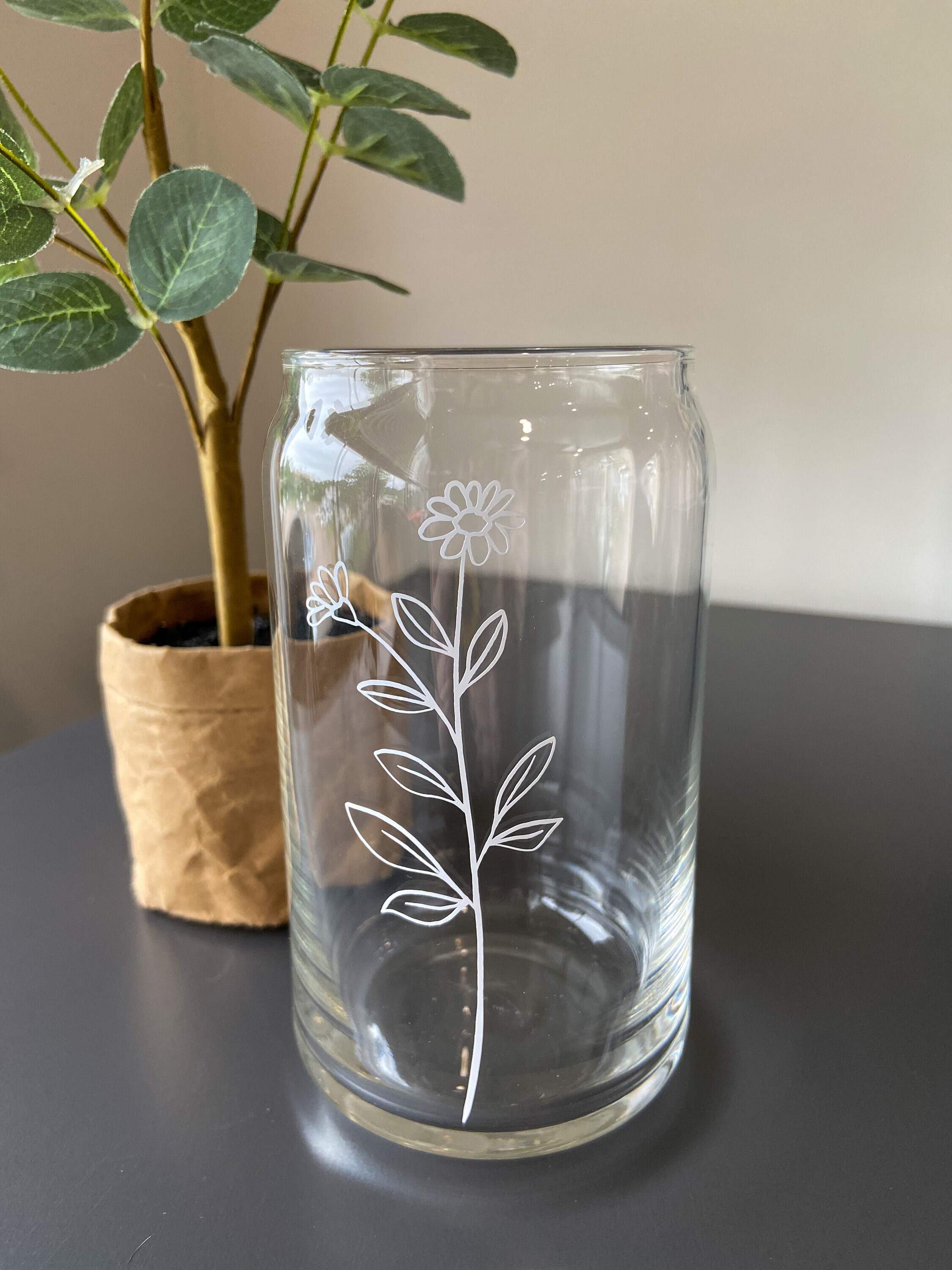 Dainty Floral Beer Can Glass Soda Can Glass Custom Cup - Etsy