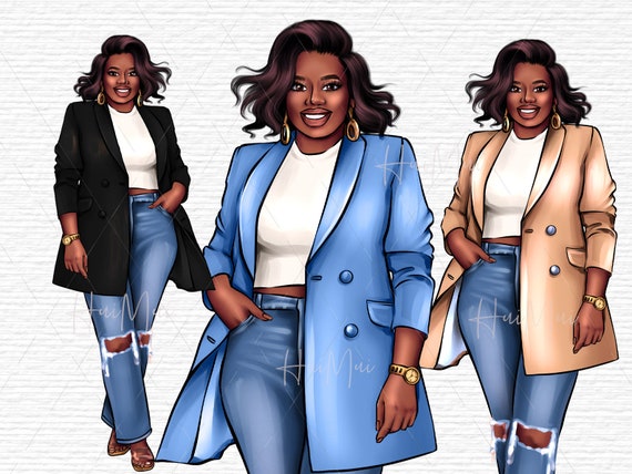 Fashion Woman Clipart African American Clipart PNG Files - Etsy
