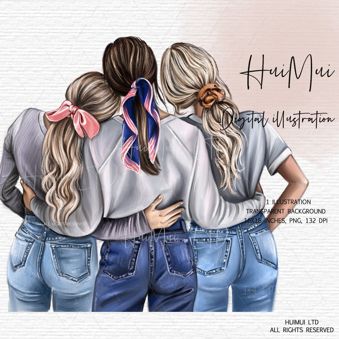 Best Friends Clipart BFF Woman Women Girl Clipart Summer | Etsy