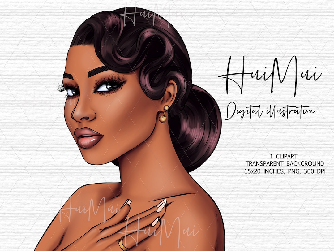 Beautiful Face Diva African American Woman Clipart, Free Commercial Use ...