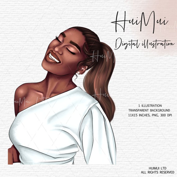 Fashion Lady Clipart African American Woman Dark Skin Woman - Etsy