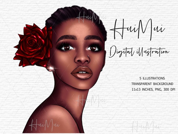 Beautiful Face Diva African American Woman Clipart Cute Black | Etsy