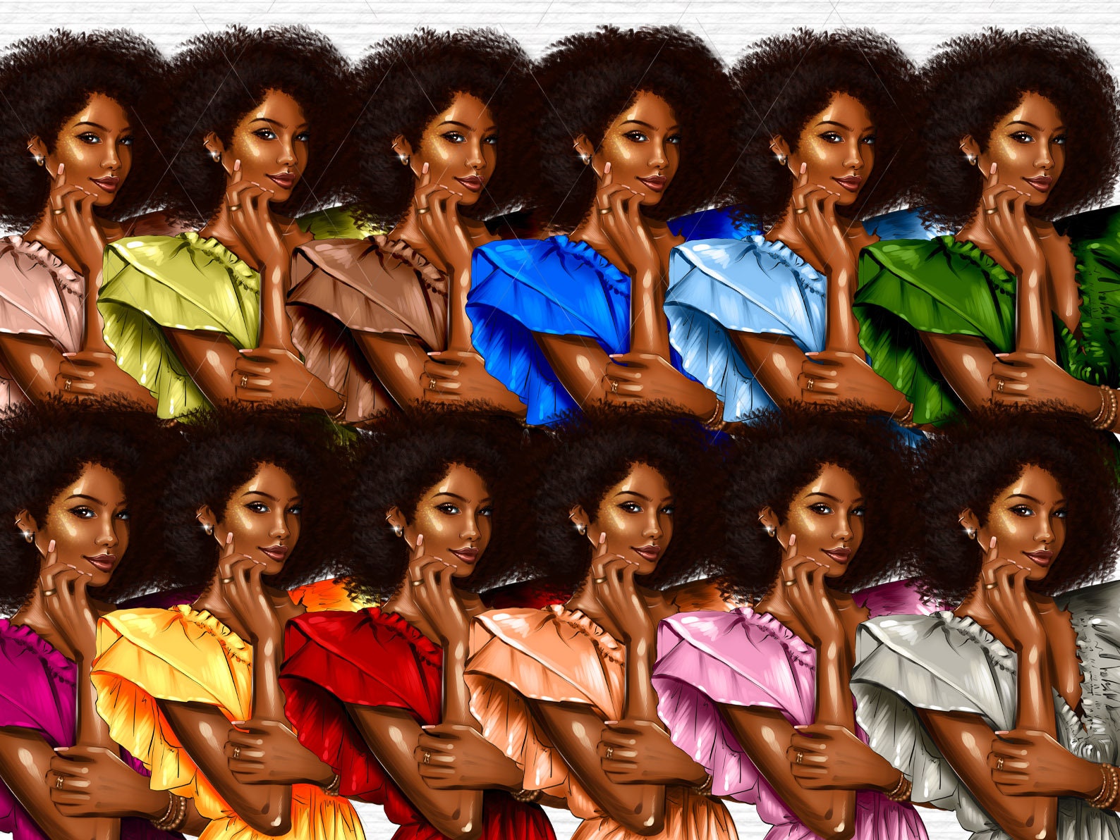 African American Clipart Fashion Girl Clipart Afro Girls - Etsy