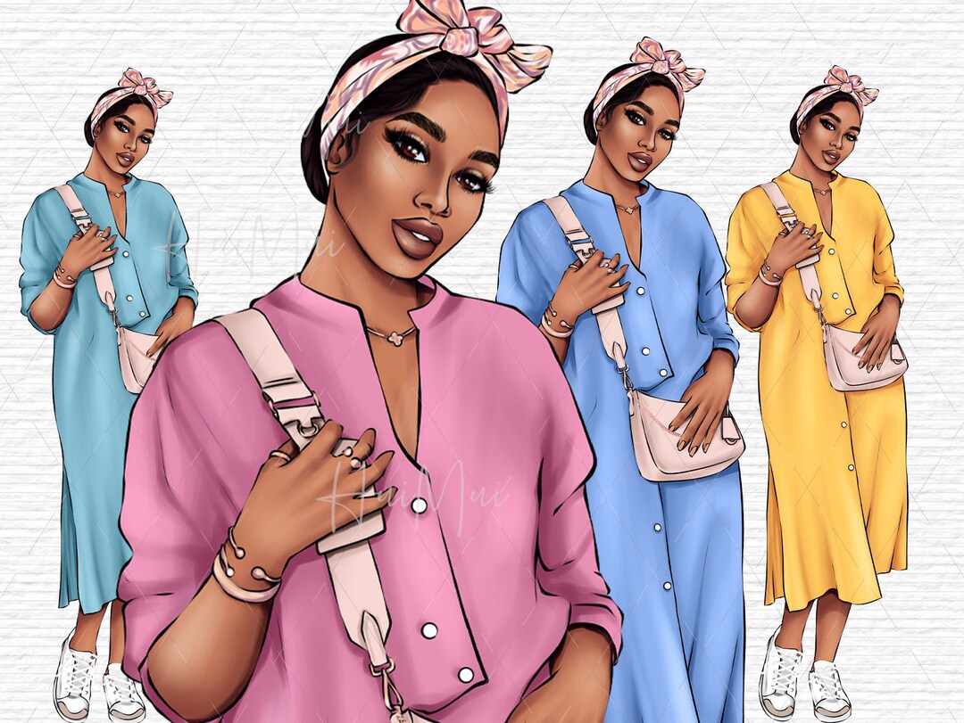 Fashion Illustration, African American Clipart, Fashion Girl Clipart ...