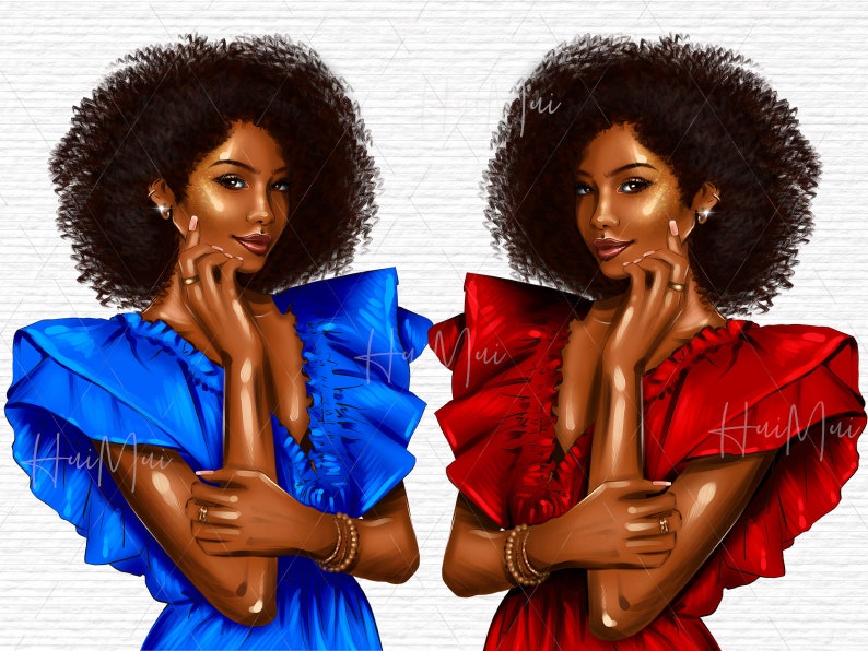 African American Clipart Fashion Girl Clipart Afro Girls - Etsy