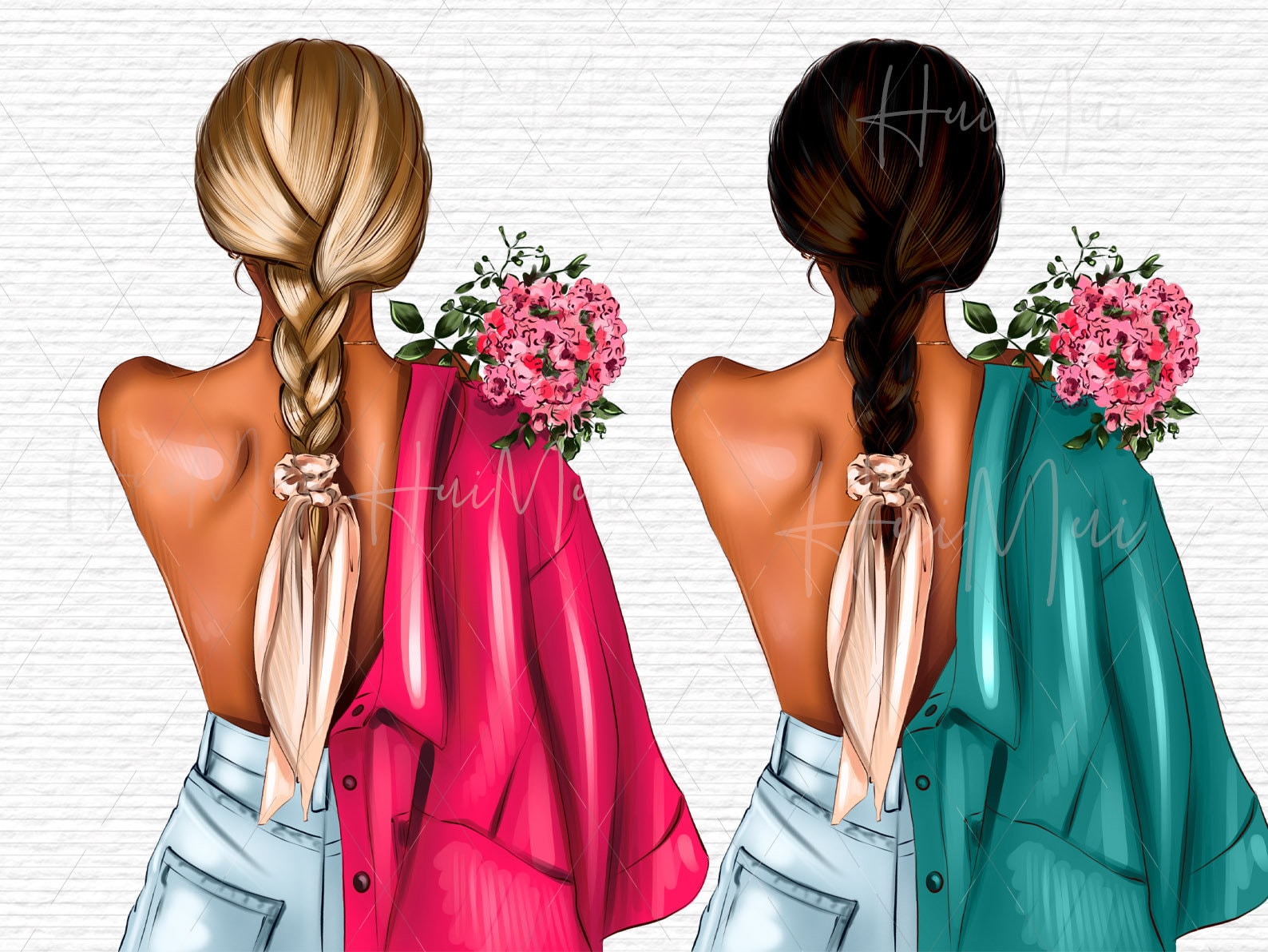 Girl With Spring Flowers Clipart Cute Planner Supplies PNG - Etsy