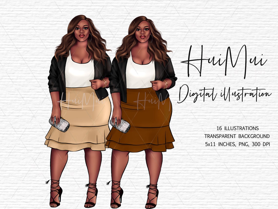 Curvy Girl Clipart Plus Size Clipart Clipart African - Etsy