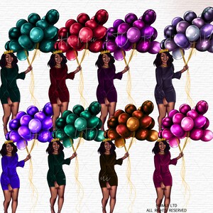 African American Birthday Girl, Girls With Balloons Clipart, Black Girl ...