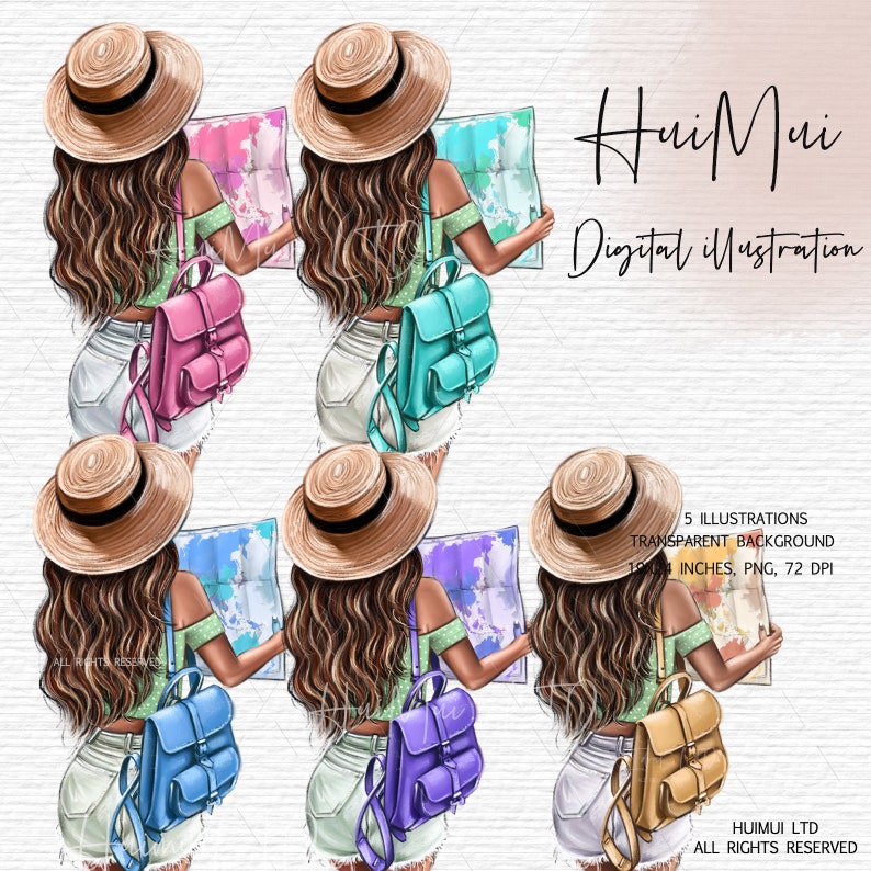 Summer Clipart, Travel Girl, Vacation, Road Trip, Adventure, Girl ...