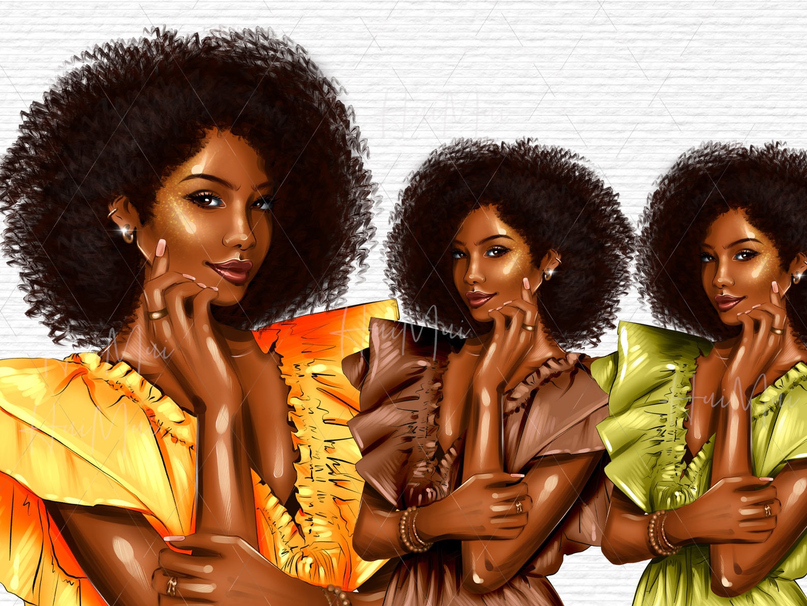 African American Clipart Fashion Girl Clipart Afro Girls - Etsy