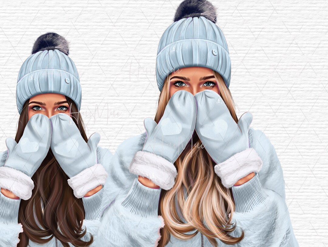 Cute Winter Girl Clipart, Cozy Winter Clipart, Snow Snowing, Christmas ...