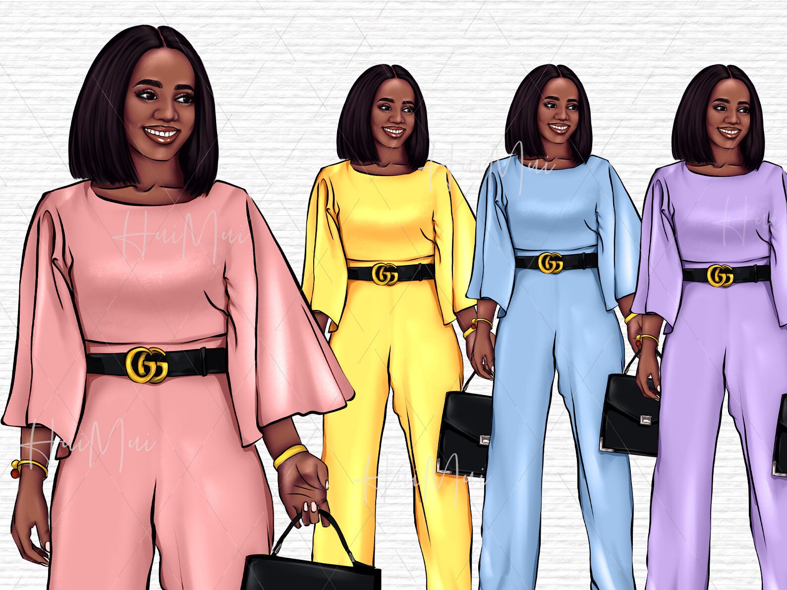 AFRICAN AMERICAN Clipart Afro Girl Summer Woman Clipart | Etsy