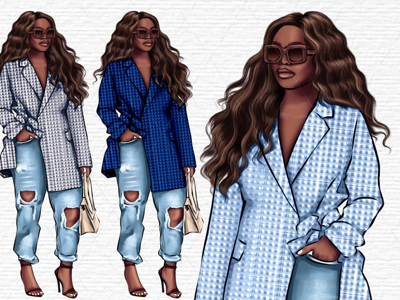 Denim Girl Clipart Fashion Girl Clipart Jeans Girl Clipart - Etsy