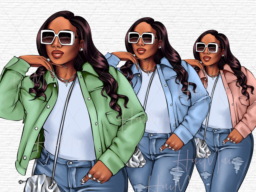 Denim Girl Clipart Jeans Girl Clip Art Curvy Girl Instant Download ...