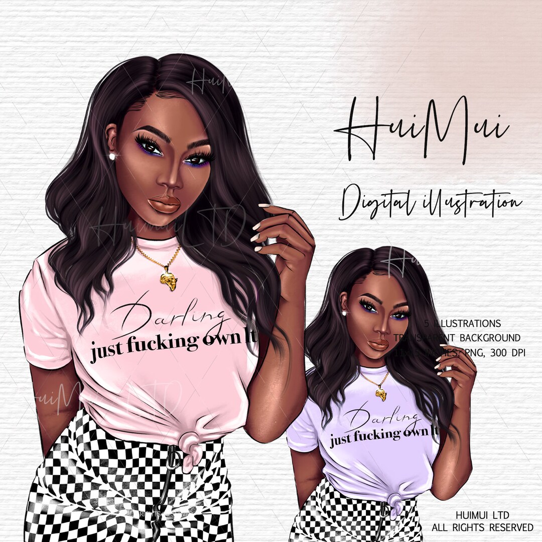 Black Girl Clipart, African American Clipart, Fashion Illustration ...