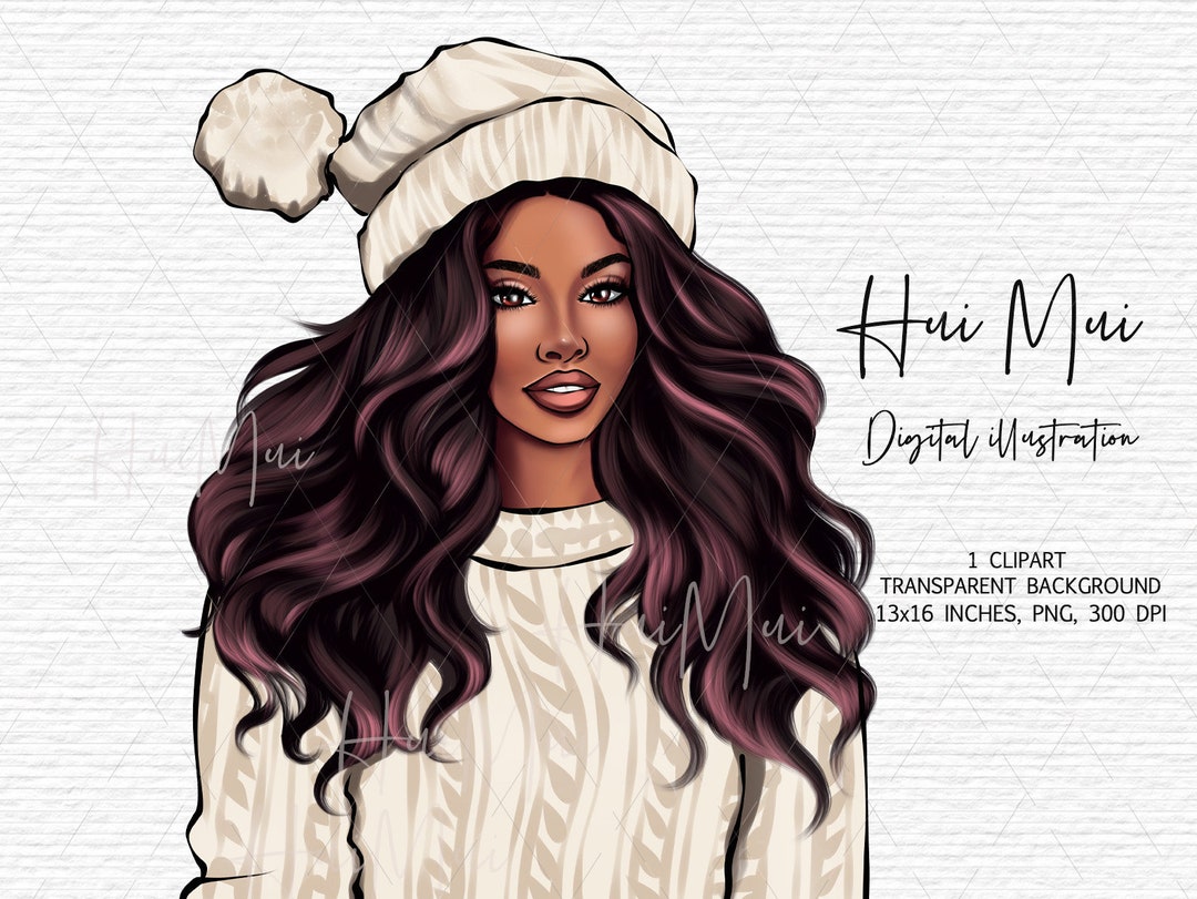 Cozy Sweater Weather Digital Illustration Winter Girl Clipart Fashion ...