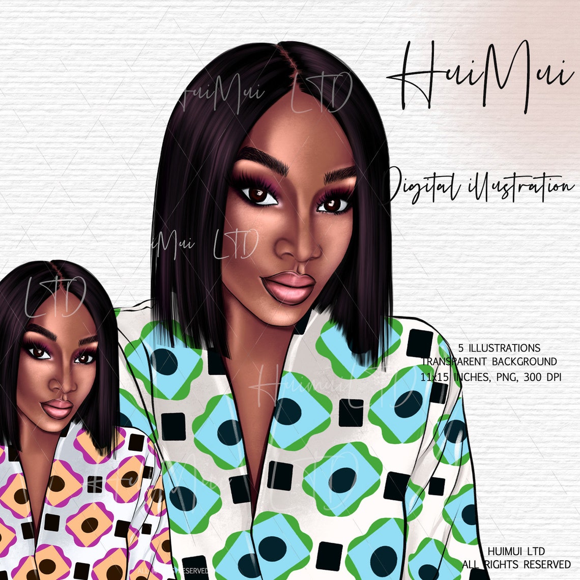 African American Clipart, Black Women, Fashion Girl Clipart, Digital ...