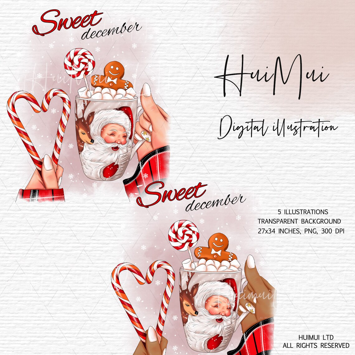 Watercolour Digital Christmas Clipart Commercial Use Warm - Etsy