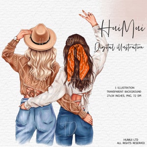 Fall Clipart Fall Fashion Girls Clip Art Watercolour Best Friends ...