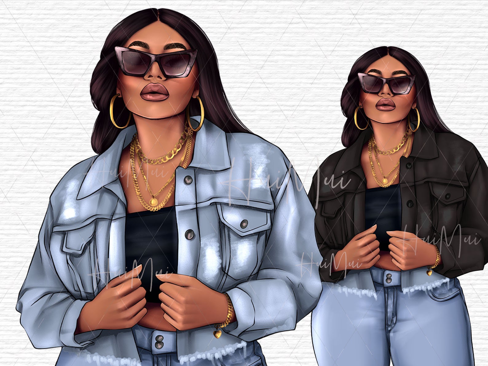 Denim Girl Clipart, Jeans Girl Clipart, Curvy Girl Clipart, Fashion ...