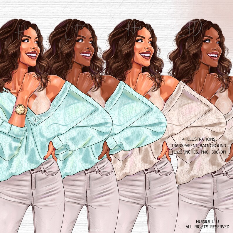 Cute Girl Clipart Spring Summer Fashion Clip Art Set Smiling - Etsy