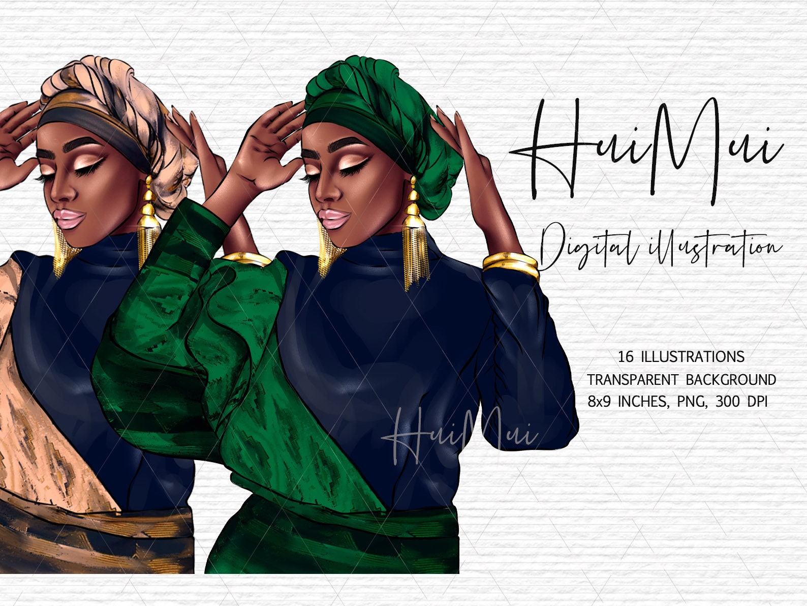 Fashion Girl Clipart African American Clipart PNG Files Afro | Etsy