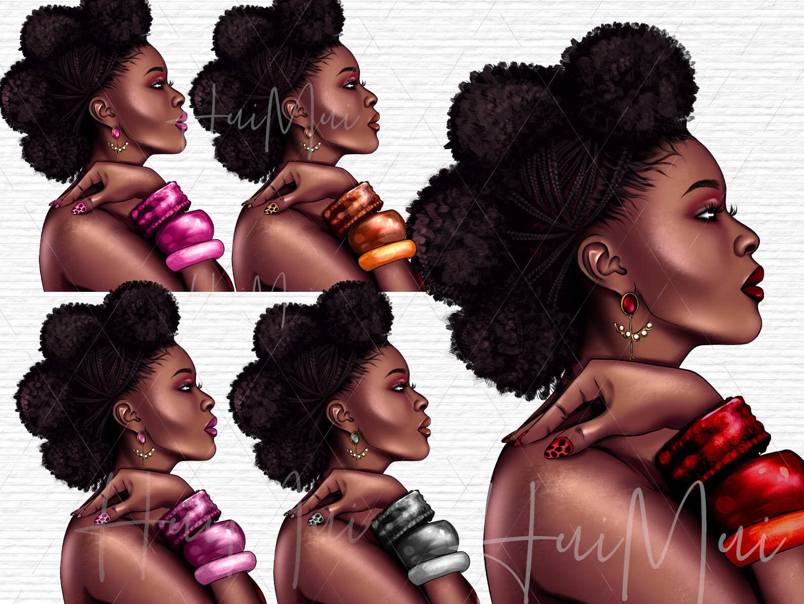 Afro Girls Clipart, Black Woman Clipart, Black Fashion Girl, Casual ...