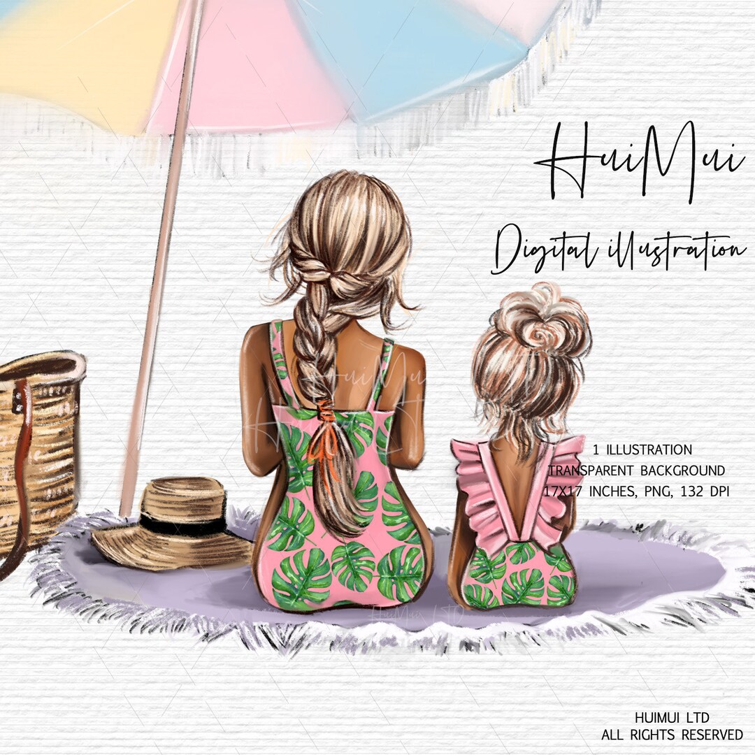Summer Clipart Beach Tropical Vacation Sea Ocean Kids Little Sisters ...