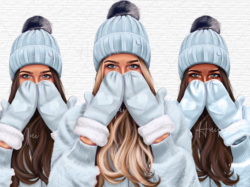 Cute Winter Girl Clipart Cozy Winter Clipart Snow Snowing - Etsy