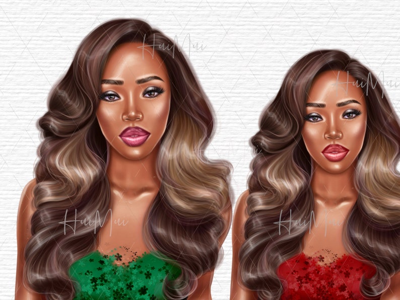 Fashion Girl Clipart, African American Clipart PNG Files, Black Girl ...