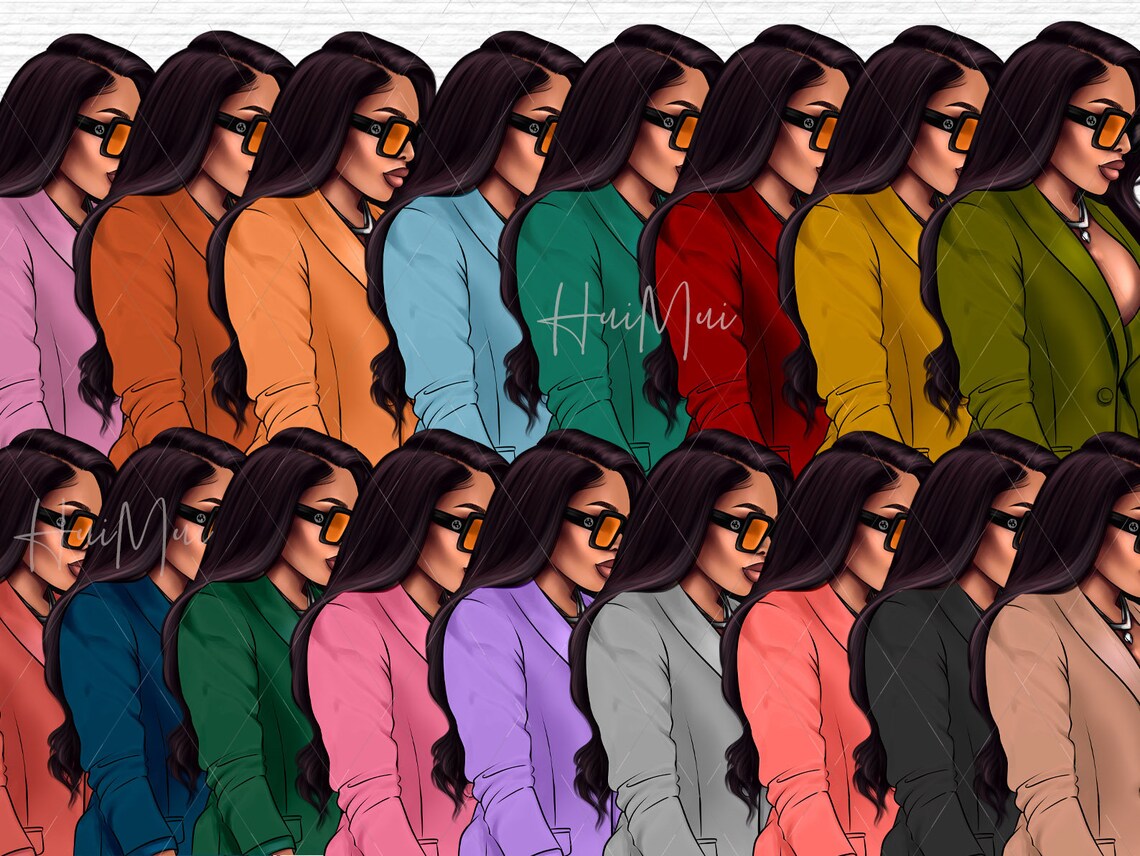 Dark Skin Fashion Illustration Clipart Fall Summer Winter - Etsy