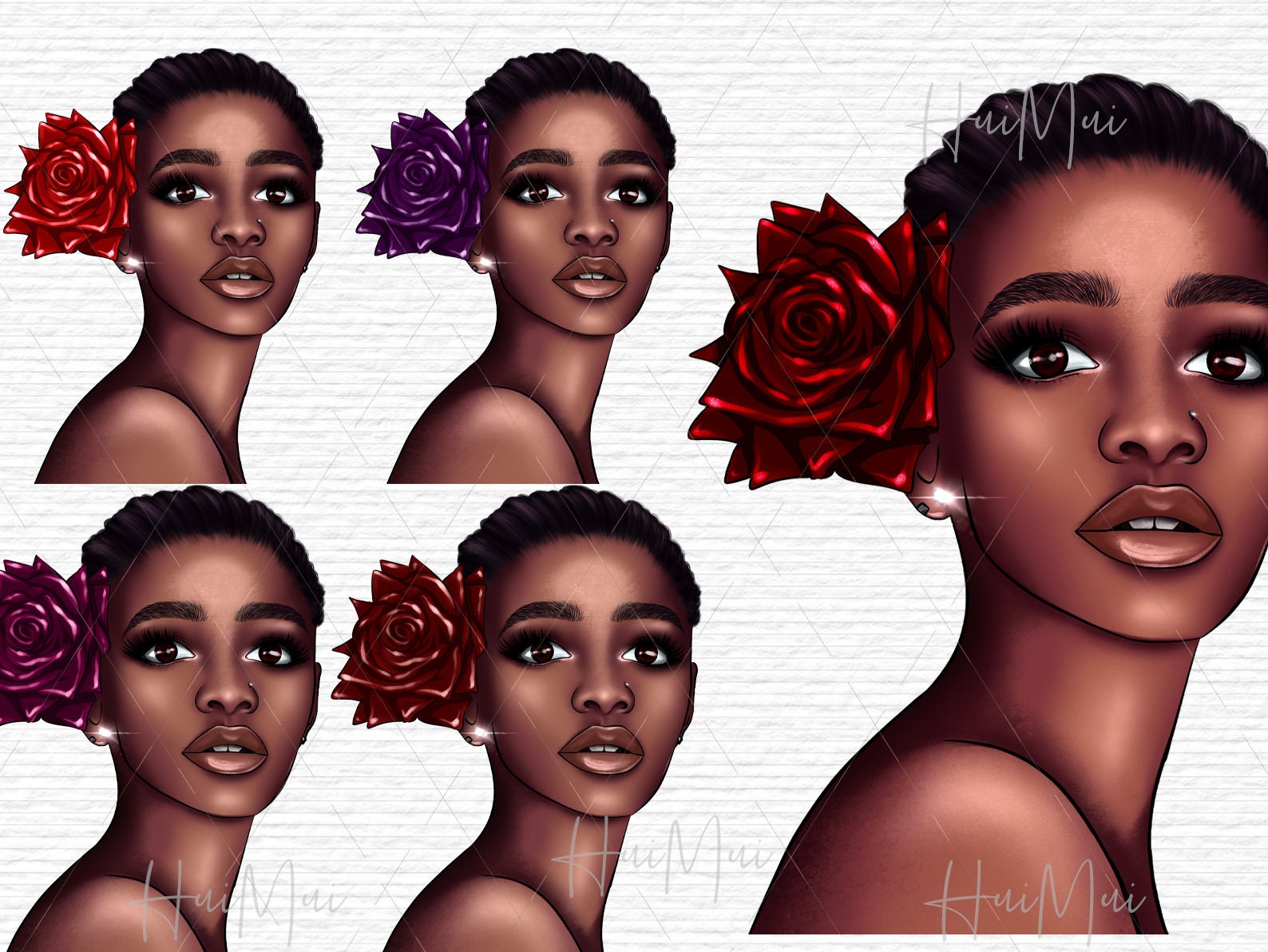Beautiful Face Diva African American Woman Clipart Cute Black | Etsy