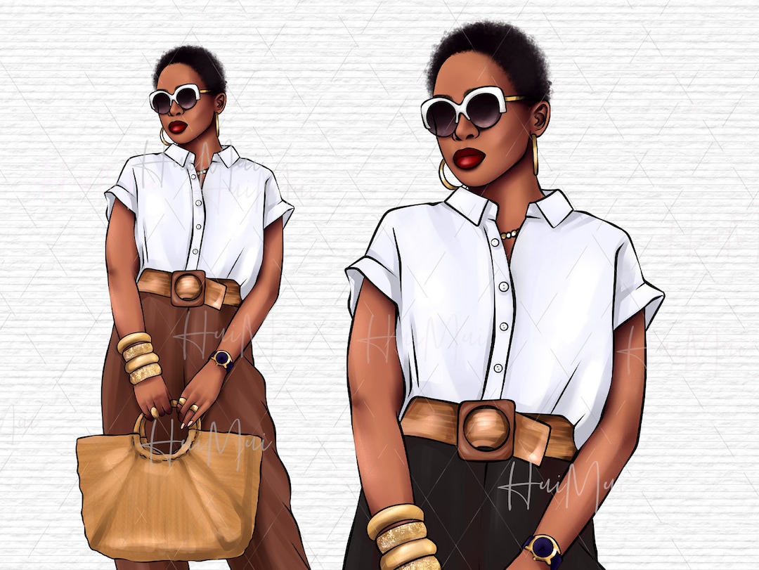 Digital African American Clipart Black Woman for Commercial Use Afro ...