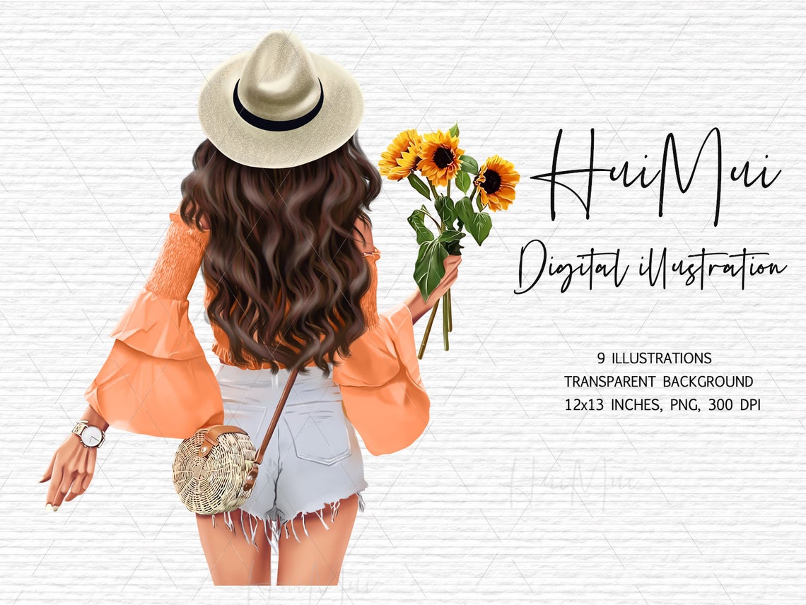 Sunflowers Clipart Summer Clipart Digital Flowers African - Etsy