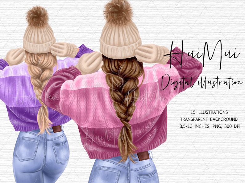 Winter Clipart Watercolor Illustration Cute Christmas Girl - Etsy