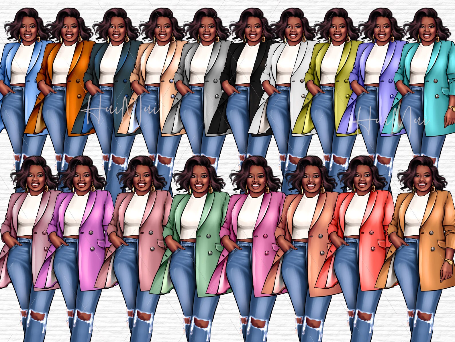 Fashion Woman Clipart African American Clipart PNG Files - Etsy