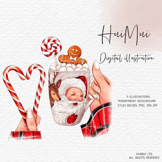 Watercolour Digital Christmas Clipart Commercial Use Warm - Etsy