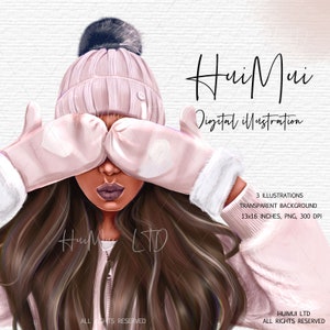 Winter Fashion Girl Winter Clip Art Watercolor Holiday Clip Art for ...