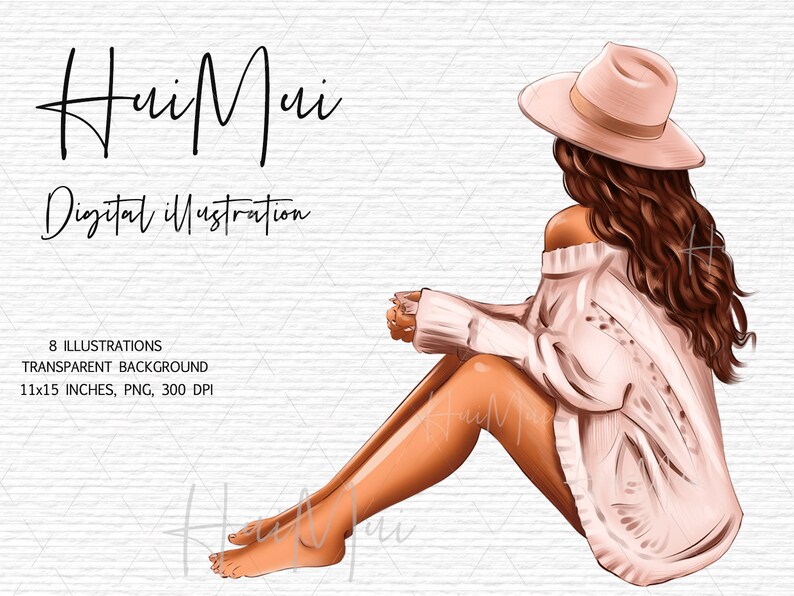 Summer Girl Clipart Beach Clipart Spring Illustration - Etsy