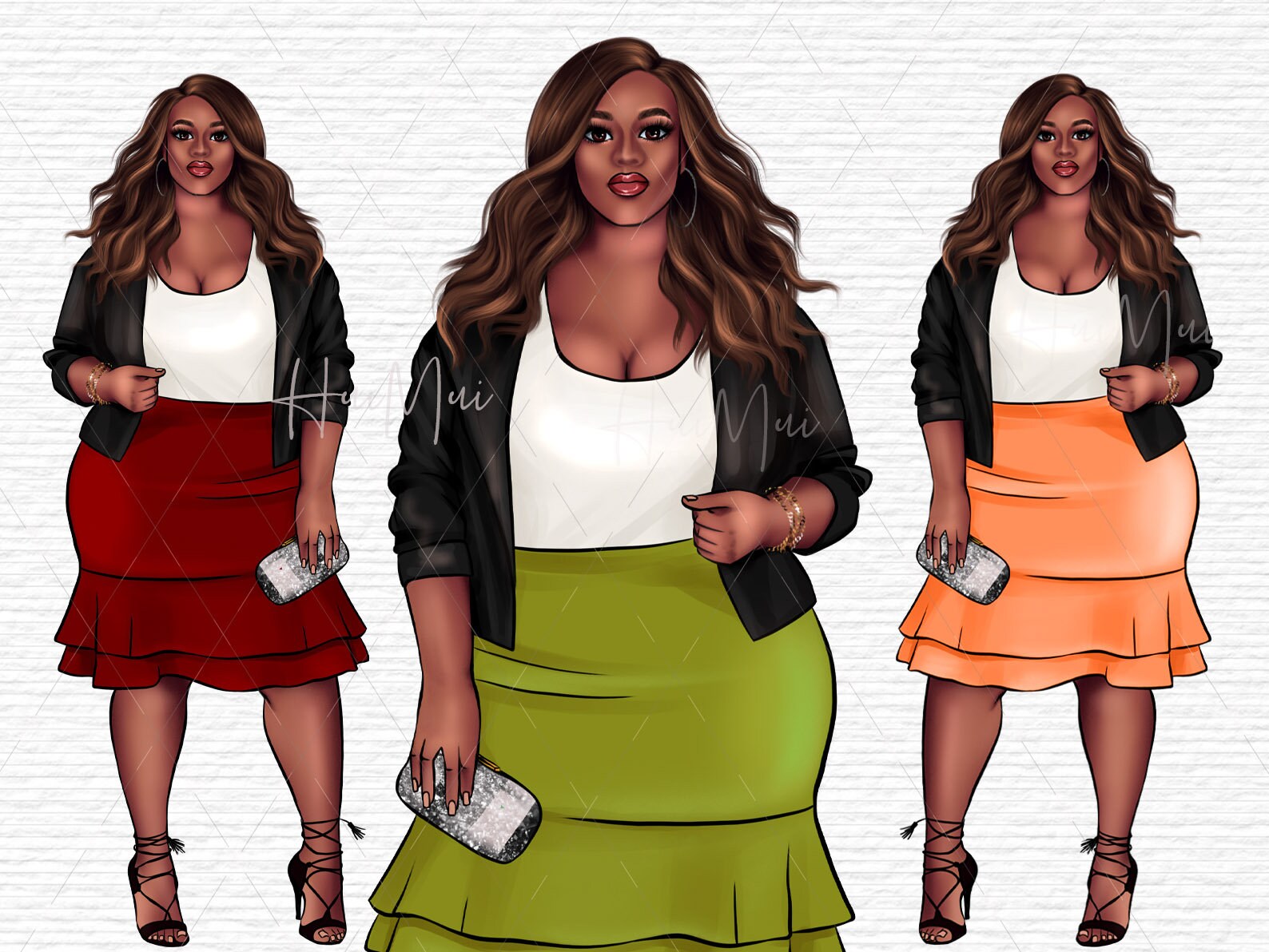 Curvy Girl Clipart Plus Size Clipart Clipart African - Etsy