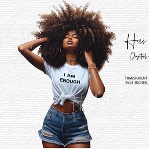 I Am Enough Black Girl Clipart Bundle Empowering Black Woman Clipart ...