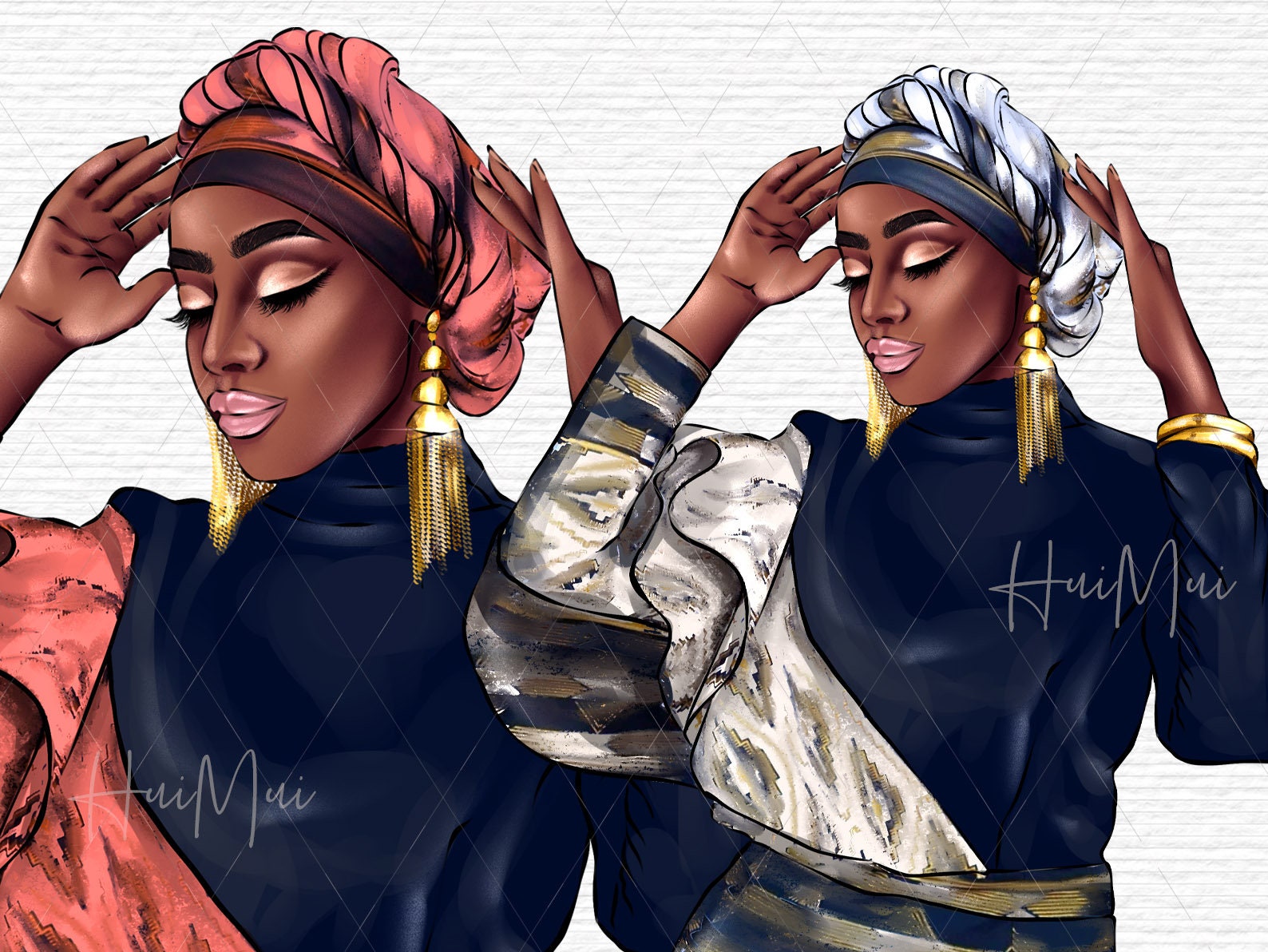 Fashion Girl Clipart African American Clipart PNG Files Afro | Etsy