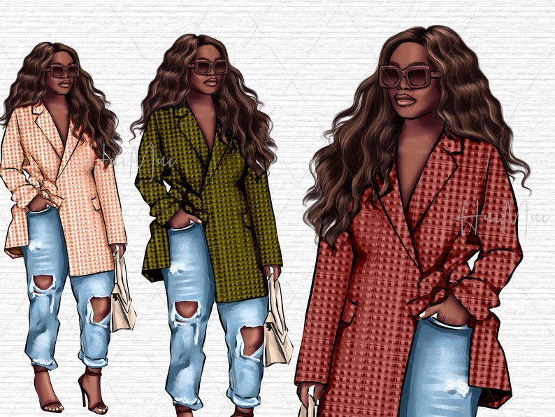 Denim Girl Clipart Fashion Girl Clipart Jeans Girl Clipart - Etsy