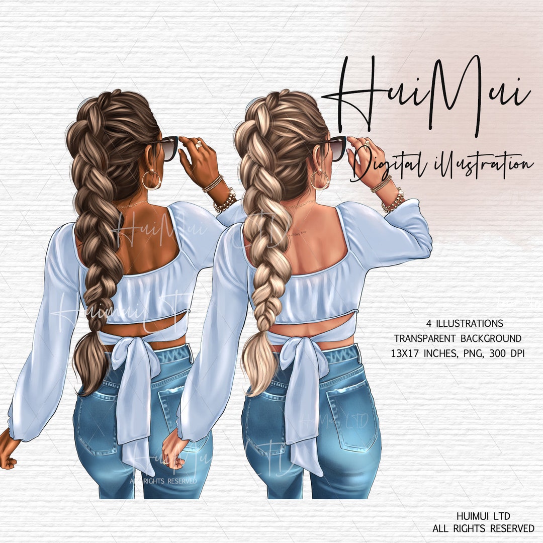 Fashion Woman With Braid Clipart, Hair Clipart, Girl Boss Clipart ...