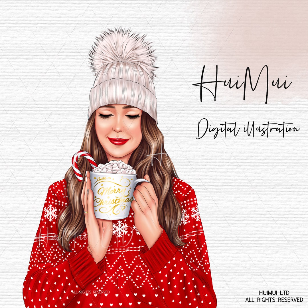 Christmas Girl Clipart Download, Winter Watercolor Clipart, Cute Xmas ...