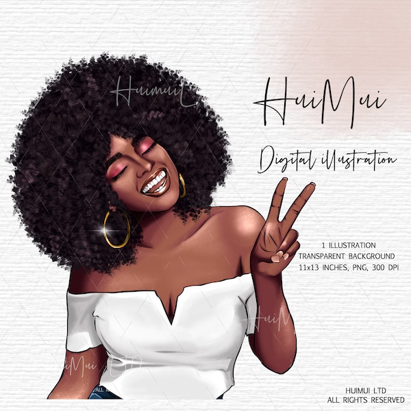 Black Women Smiling Clipart - Etsy