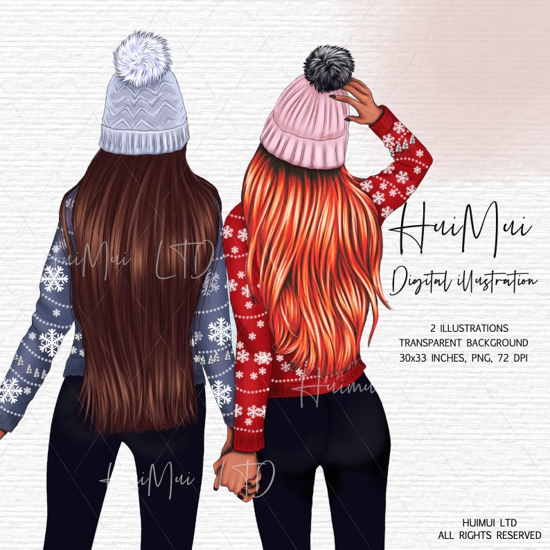 Best Friends Besties Clipart Snowing Winter Clipart Family - Etsy