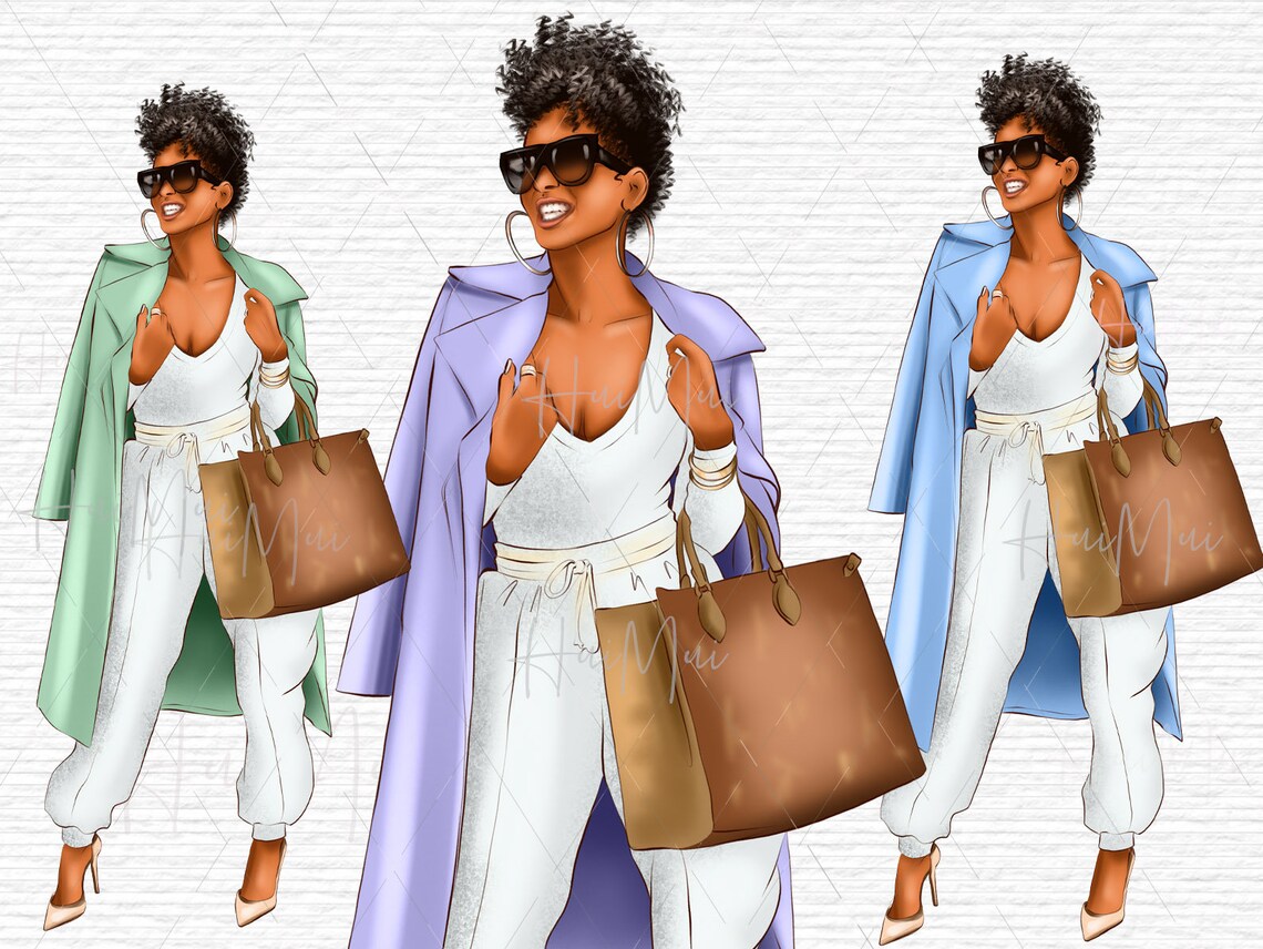 Afro Girls Clipart African American Clipart Fashion Girl - Etsy